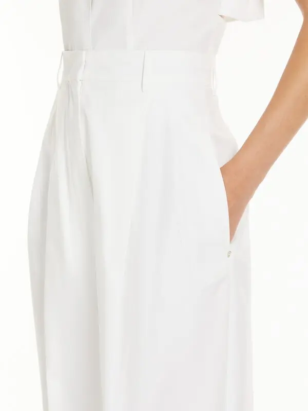 Sportmax High-waisted Cotton Trousers With Pleats - Optical White