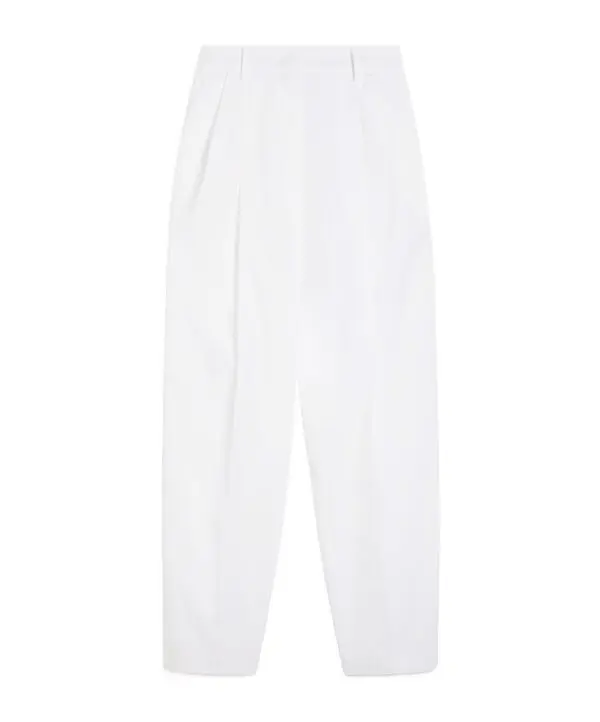 Sportmax High-waisted Cotton Trousers With Pleats - Optical White