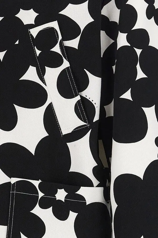Marni Floral Print Buttoned Jacket - White/black