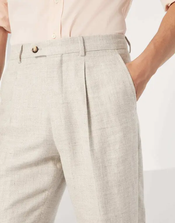 Brunello Cucinelli Slub-textured Tailored Trousers