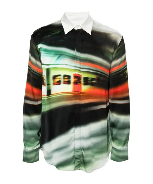 MSGM X Google Pixel Night Metro-print Shirt