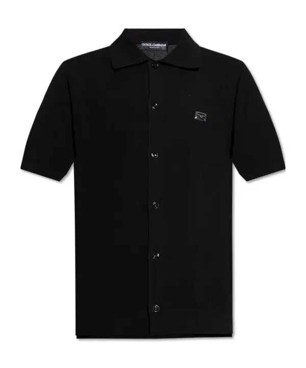 Dolce & Gabbana Dolce Gabbana Logo Tag Short-sleeved Knitted Shirt - Black