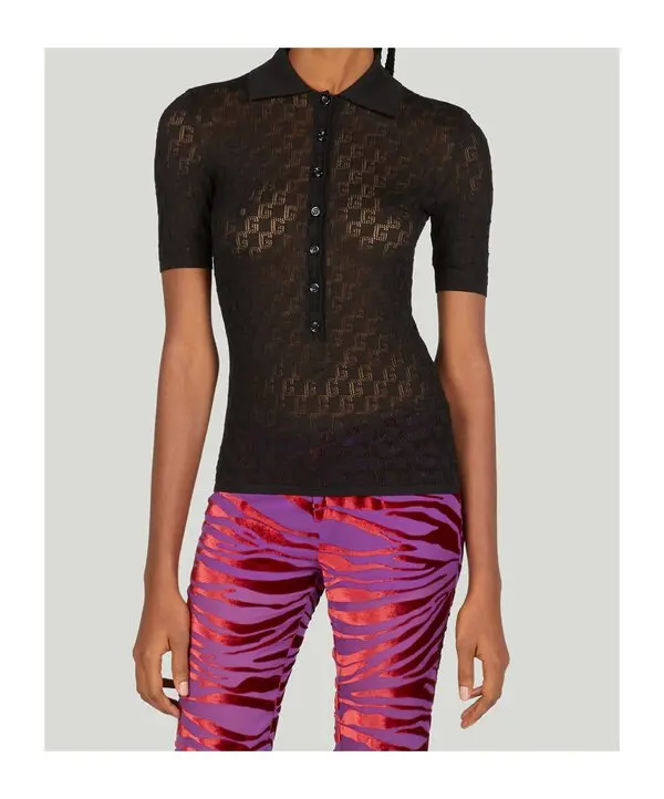Gucci Geometric G Knitted Polo Shirt