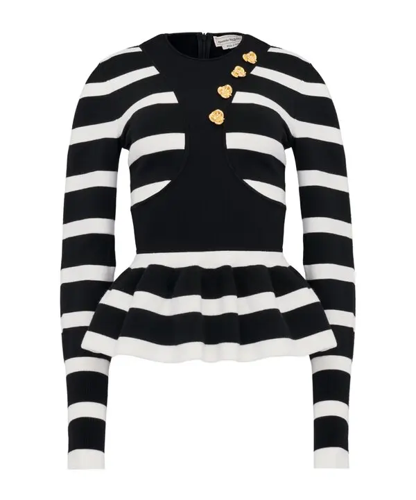 Alexander McQueen Striped Knit Sweater - Black