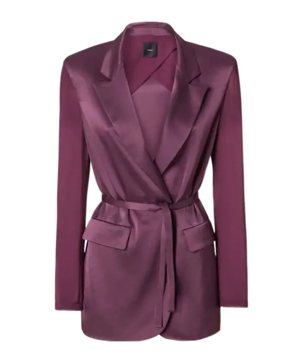 Pinko Belted Satin Blazer - Red