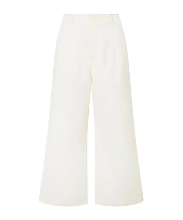 Staud High Waist Wide Leg Casual Pants - Ivory