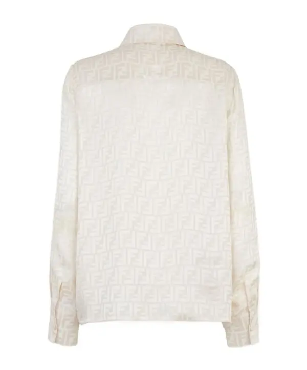 Fendi Ff Motif Jacquard Long-sleeved Shirt - White