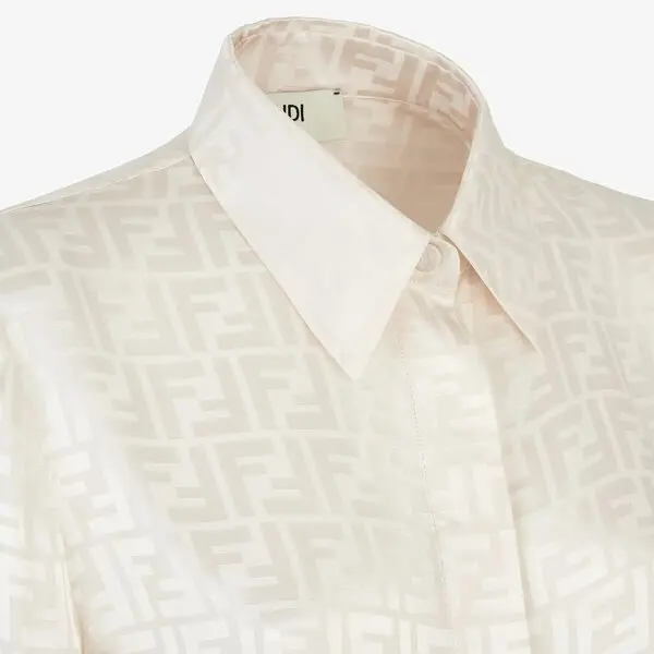 Fendi Ff Motif Jacquard Long-sleeved Shirt - White
