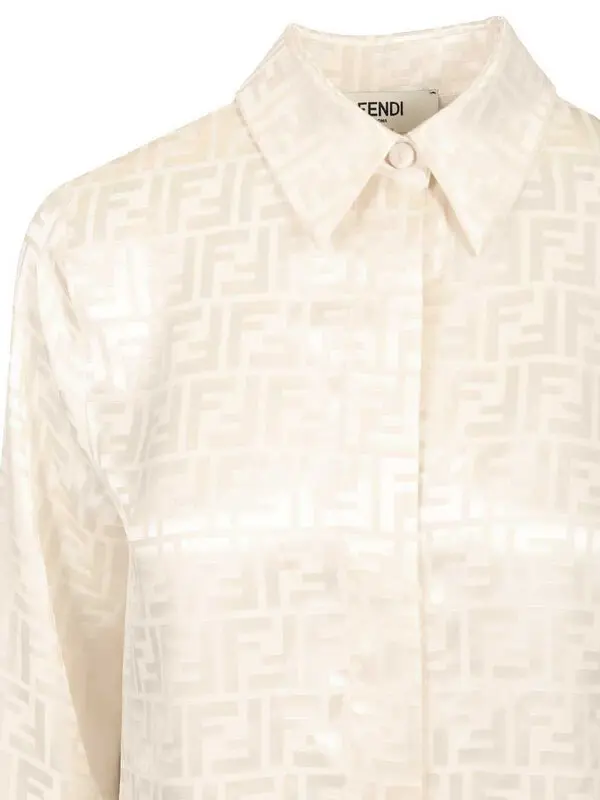 Fendi Ff Motif Jacquard Long-sleeved Shirt - White