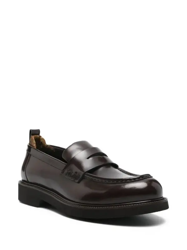 Etro Leather Penny Loafers - Black