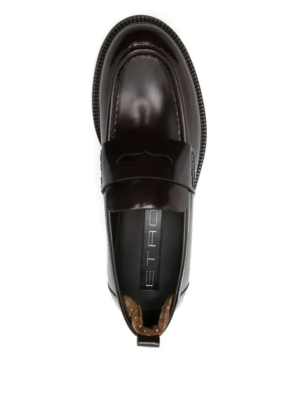 Etro Leather Penny Loafers - Black
