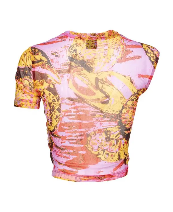Pinko Asymmetrical Crewneck Top With Graphic Print