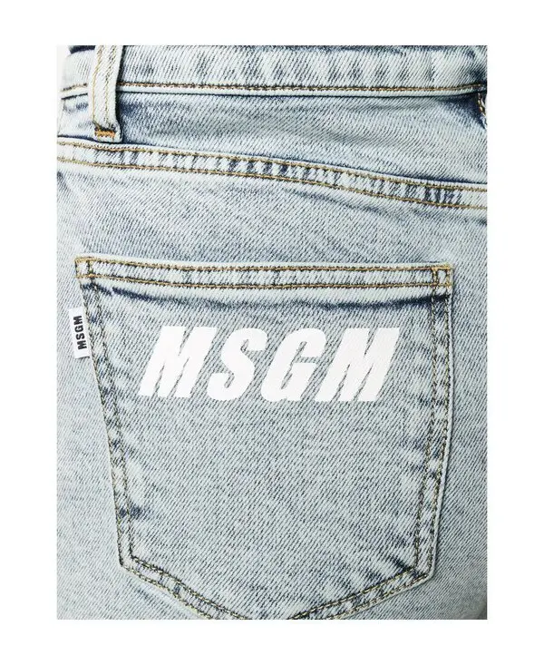 MSGM Classic Denim Shorts With Logo Detail