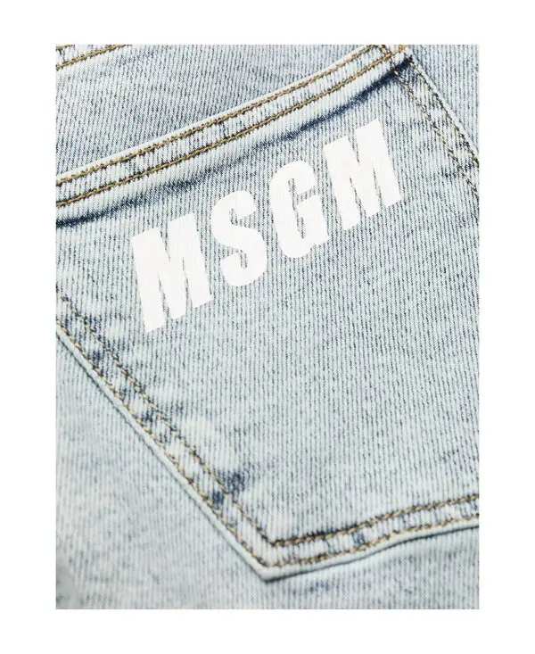 MSGM Classic Denim Shorts With Logo Detail