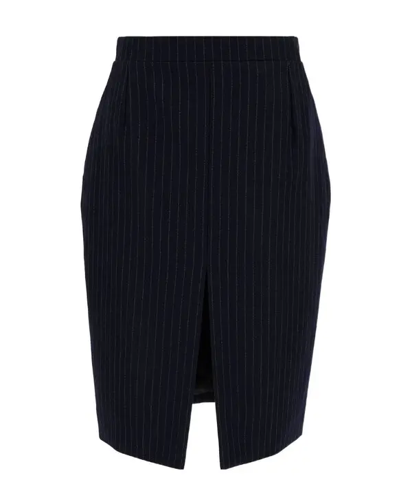 Saint Laurent Pinstriped Pencil Skirt - Black