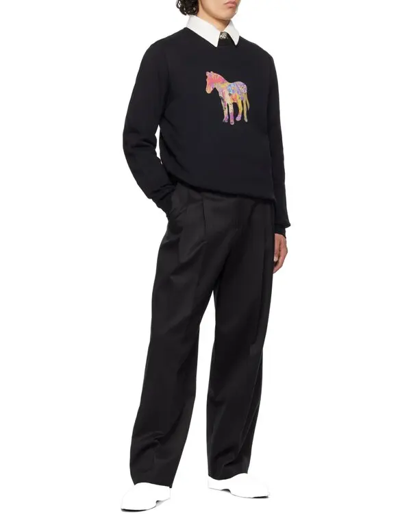 Paul Smith Crewneck Sweatshirt With Printed Zebra Detail - Blackmulticolor