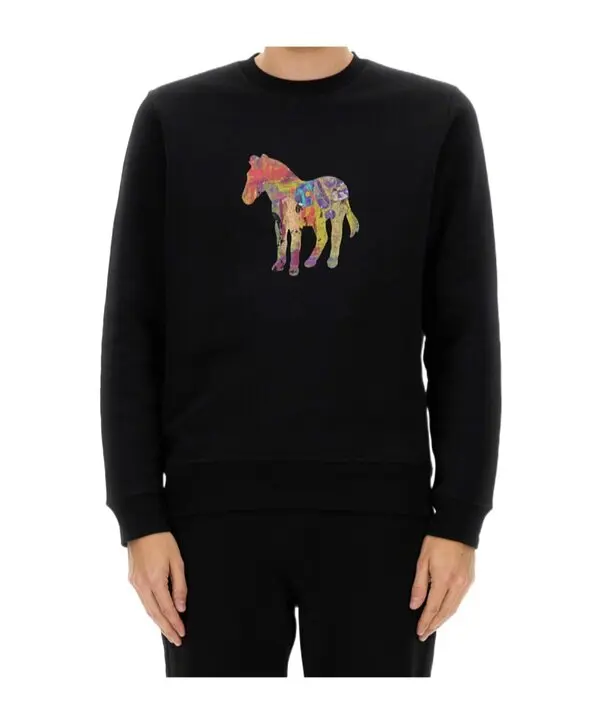 Paul Smith Crewneck Sweatshirt With Printed Zebra Detail - Blackmulticolor