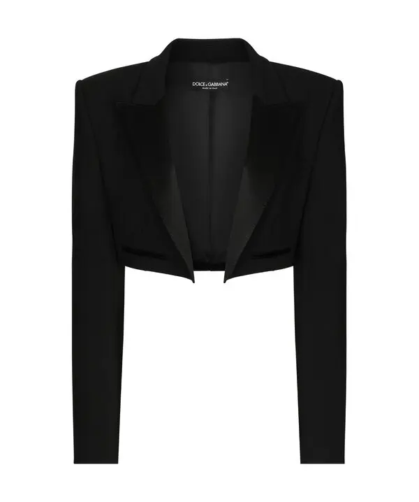 Dolce & Gabbana Gabardine Spencer Tuxedo Jacket - Black