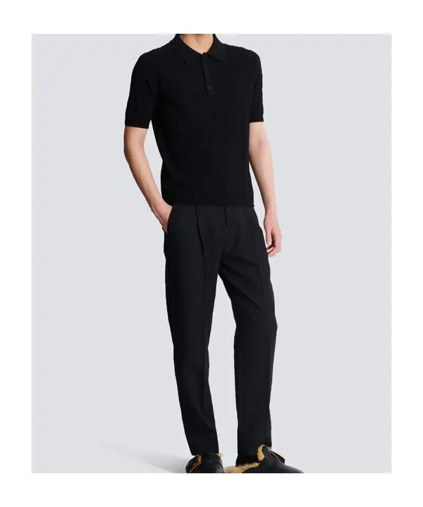 Balmain Monogram Knit Polo Shirt - Black