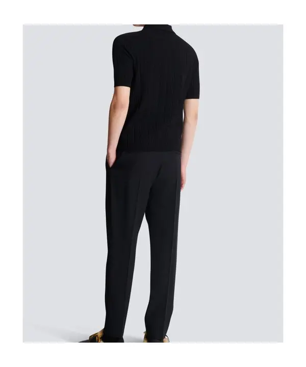 Balmain Monogram Knit Polo Shirt - Black