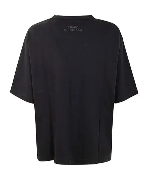 Studio Nicholson Rib-knitted Crewneck T-shirt With Back Logo - Black