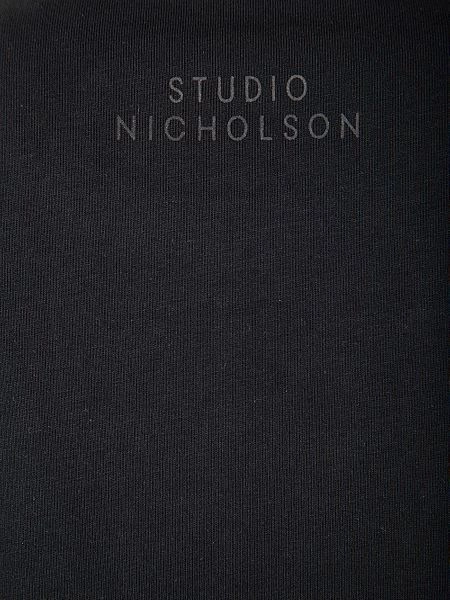 Studio Nicholson Rib-knitted Crewneck T-shirt With Back Logo - Black
