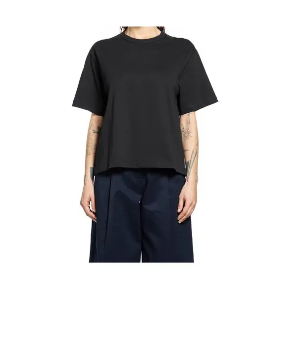 Studio Nicholson Rib-knitted Crewneck T-shirt With Back Logo - Black