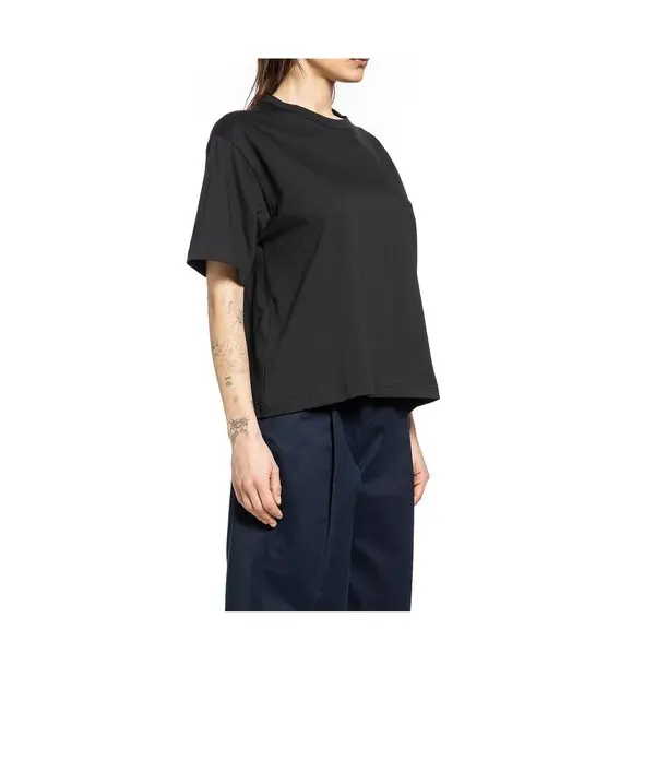 Studio Nicholson Rib-knitted Crewneck T-shirt With Back Logo - Black