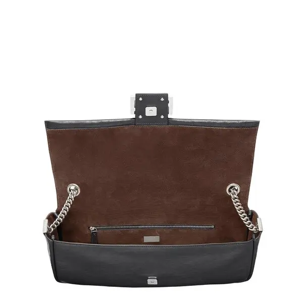Fendi Baguette Chain Large Shoulder Bag - Black