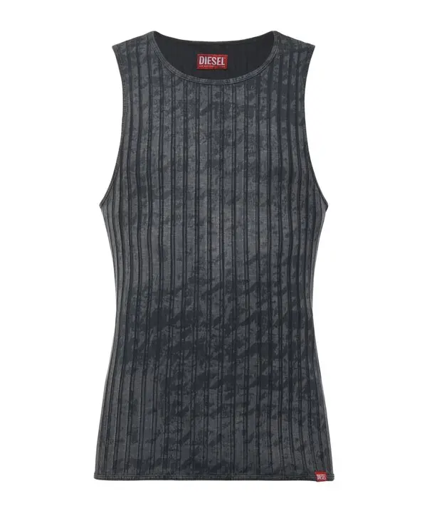 DIESEL® Sleeveless Ribbed Knit Top - Black
