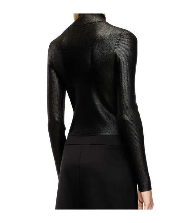 DIESEL® M-valari-tn Shiny Effect Ribbed-knit Turtleneck Top