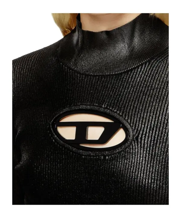 DIESEL® M-valari-tn Shiny Effect Ribbed-knit Turtleneck Top