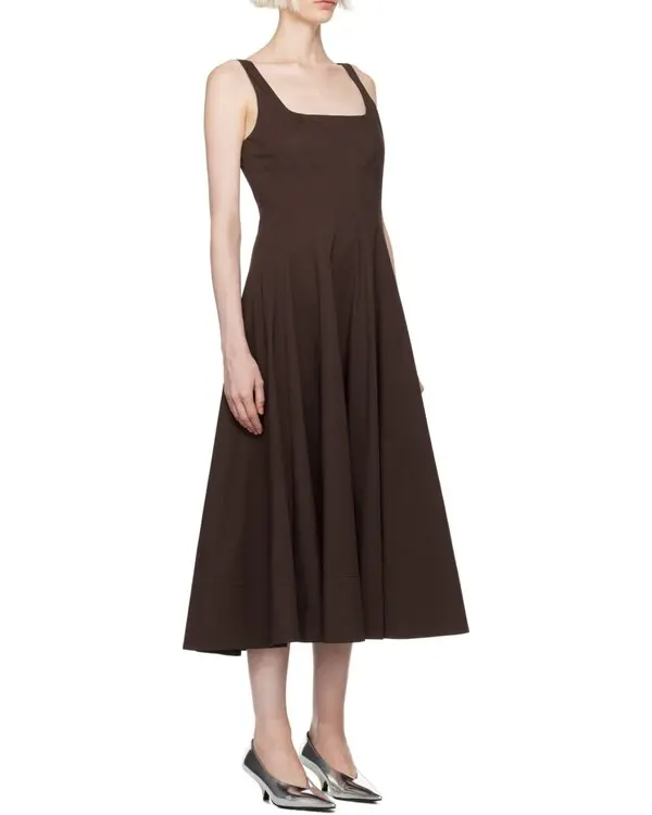 Staud Wells Dress With Square Neck And Flared Hem