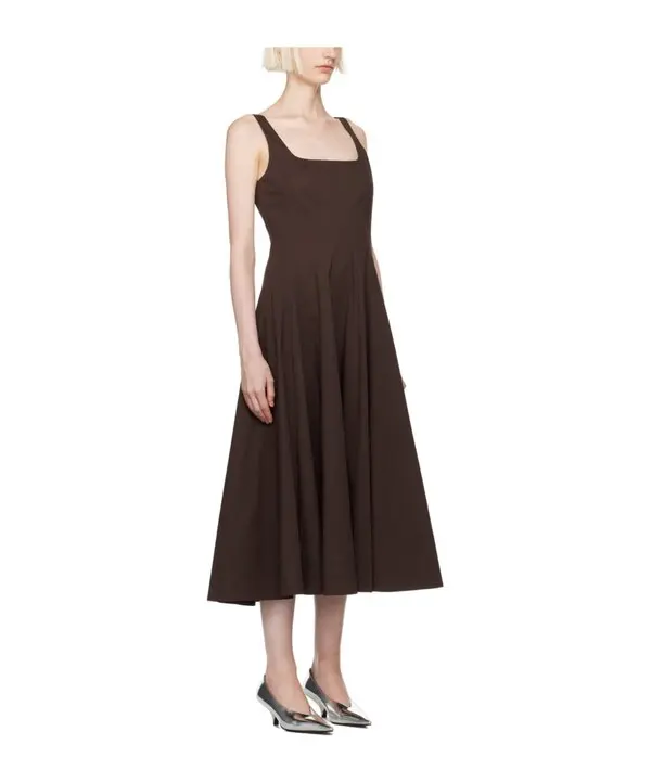 Staud Wells Dress With Square Neck And Flared Hem