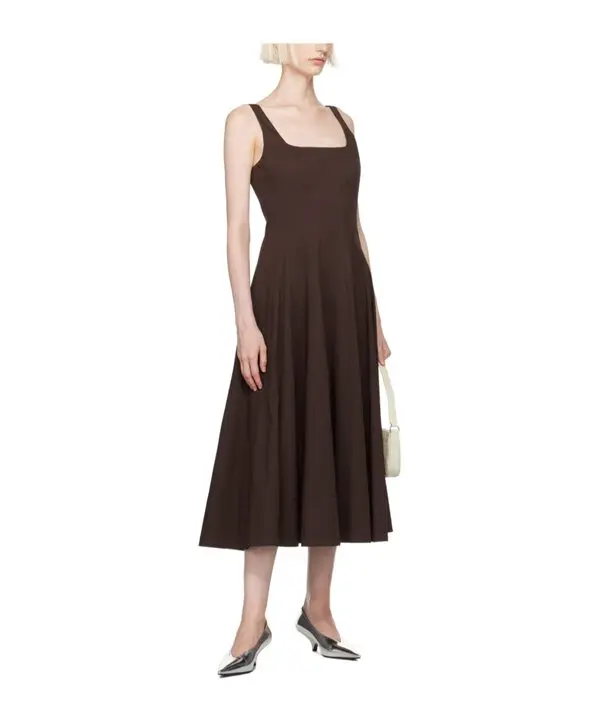 Staud Wells Dress With Square Neck And Flared Hem
