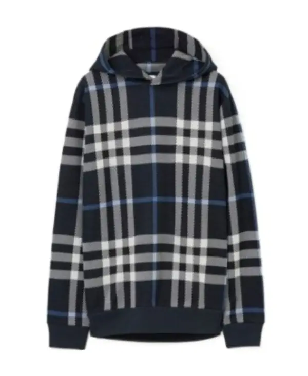 Burberry Checked Jacquard Hoodie - Black