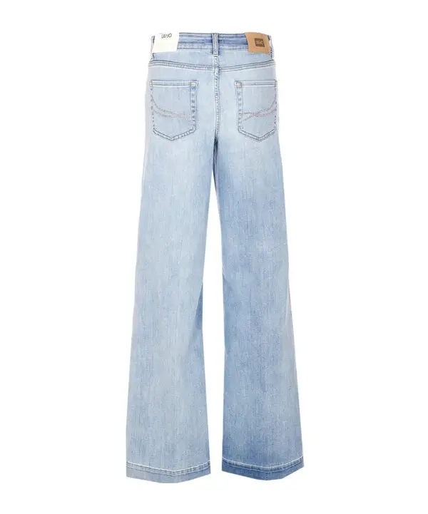 Liu Jo Wide Leg Jeans With Logo Patch - Blue