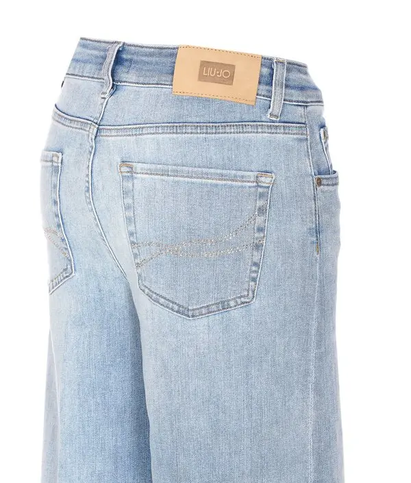 Liu Jo Wide Leg Jeans With Logo Patch - Blue