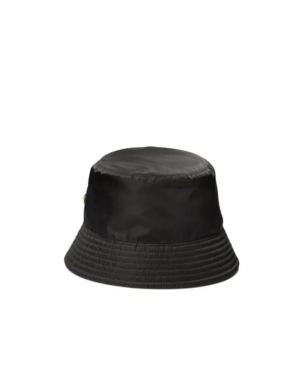 Prada Signature Logo Plaque Bucket Hat - Black