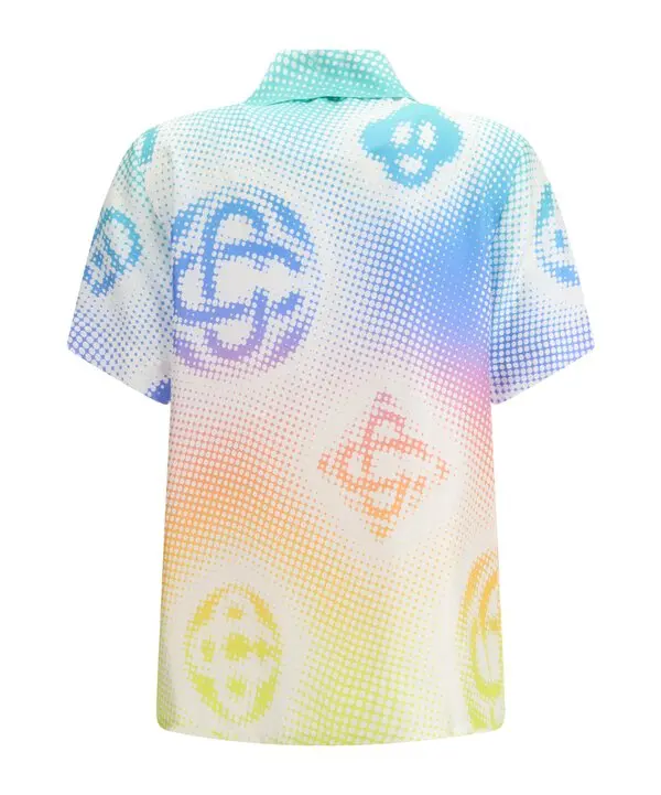 Casablanca Halftone Logo Short Sleeved Satin Shirt