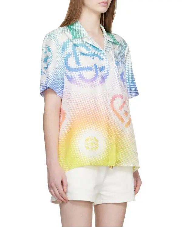 Casablanca Halftone Logo Short Sleeved Satin Shirt