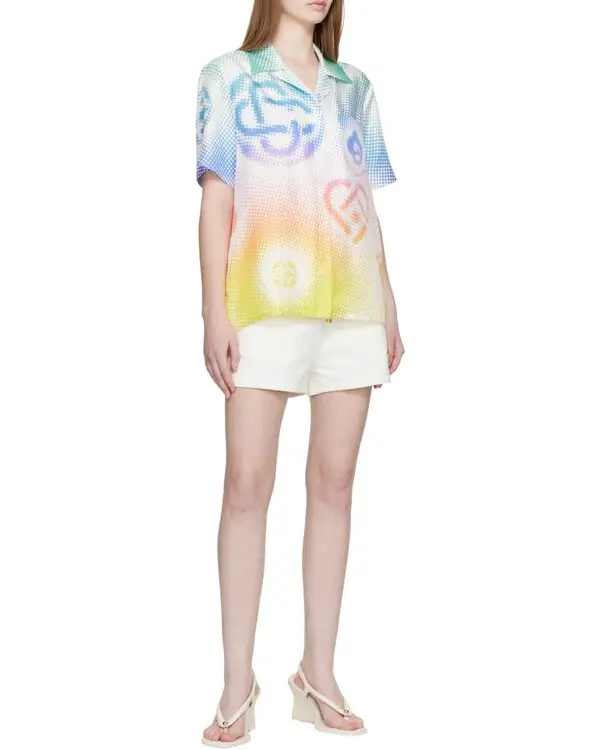 Casablanca Halftone Logo Short Sleeved Satin Shirt