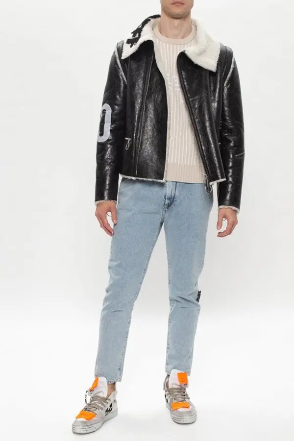 Off-White Bleached-effect Slim-fit Jeans