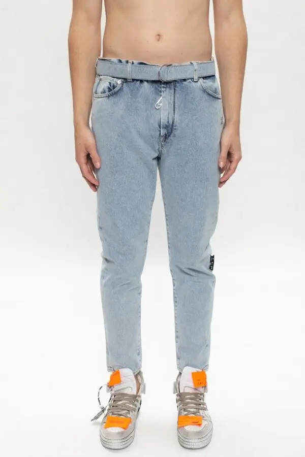 Off-White Bleached-effect Slim-fit Jeans