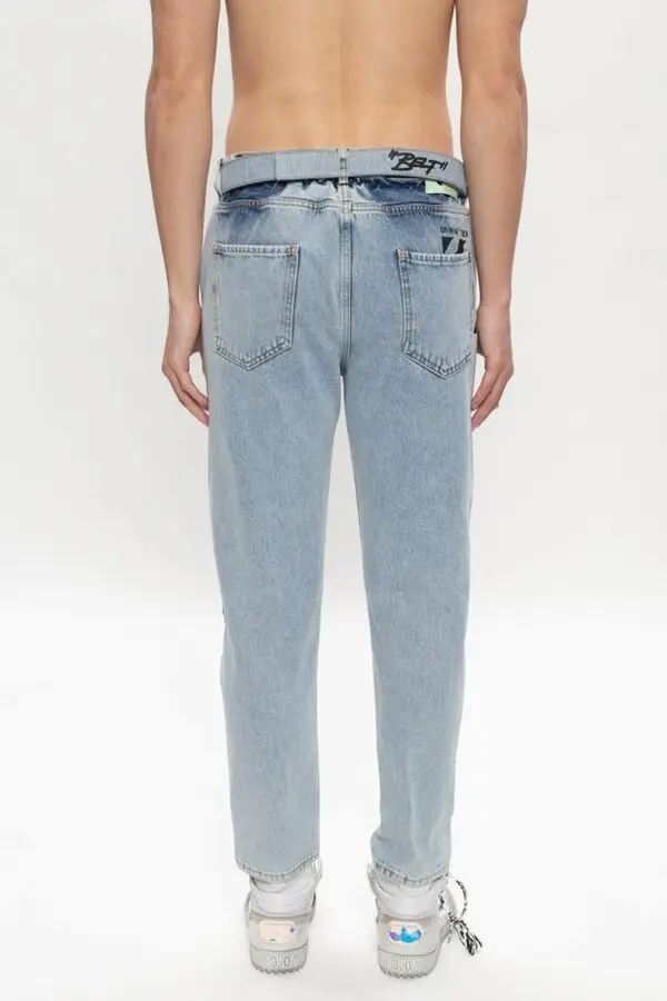 Off-White Bleached-effect Slim-fit Jeans