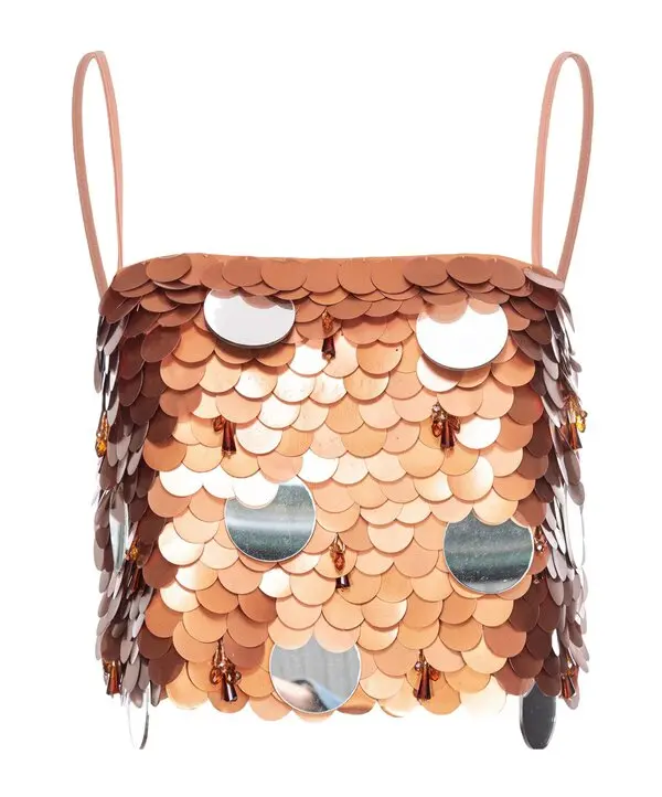 Pinko Sequin Mirror Embellished Cropped Top