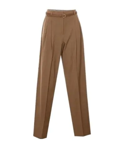 Max Mara Pleated Belted Trousers - Brown