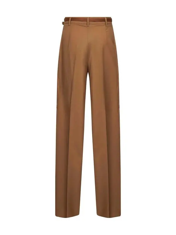 Max Mara Pleated Belted Trousers - Brown
