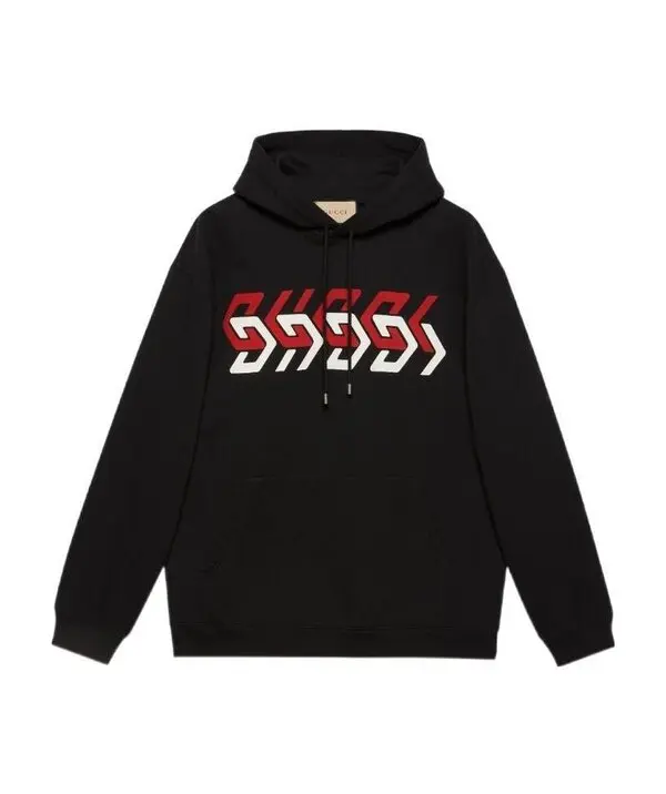 Gucci Logo Mirror Print Hoodie - Black
