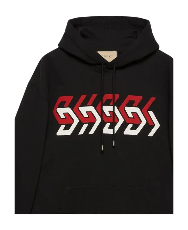 Gucci Logo Mirror Print Hoodie - Black